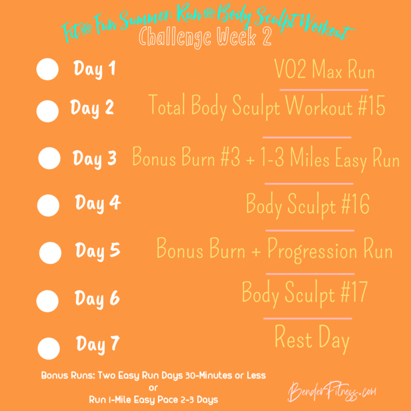 FIT AND FUN SUMMER: RUN & BODY SCULPT WORKOUT CHALLENGE: WEEK 2 ...